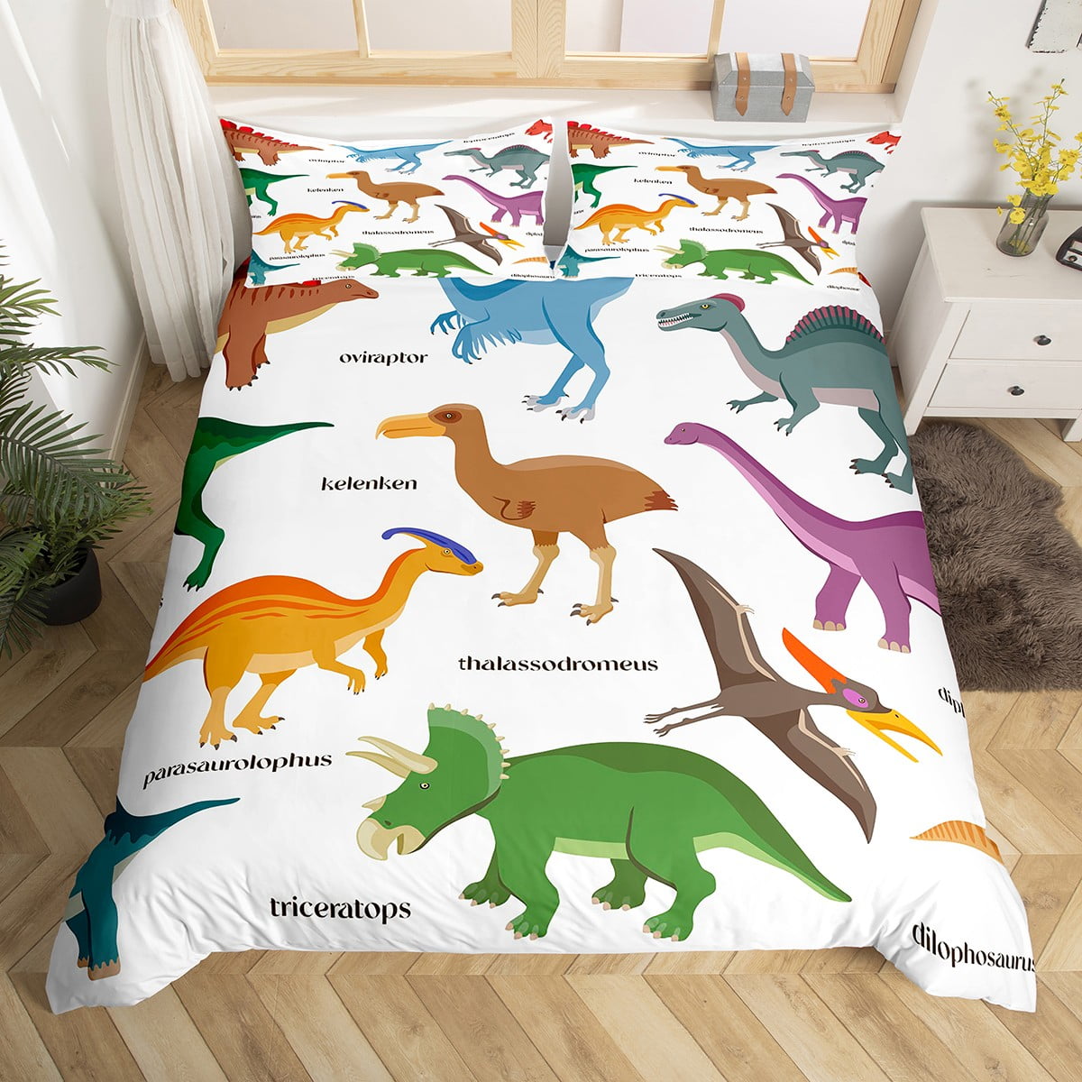 YST Dino Duvet Cover for Boys,Dinosaur Bedding for Girls King,Set of Ancient Dinosaur Comforter ...