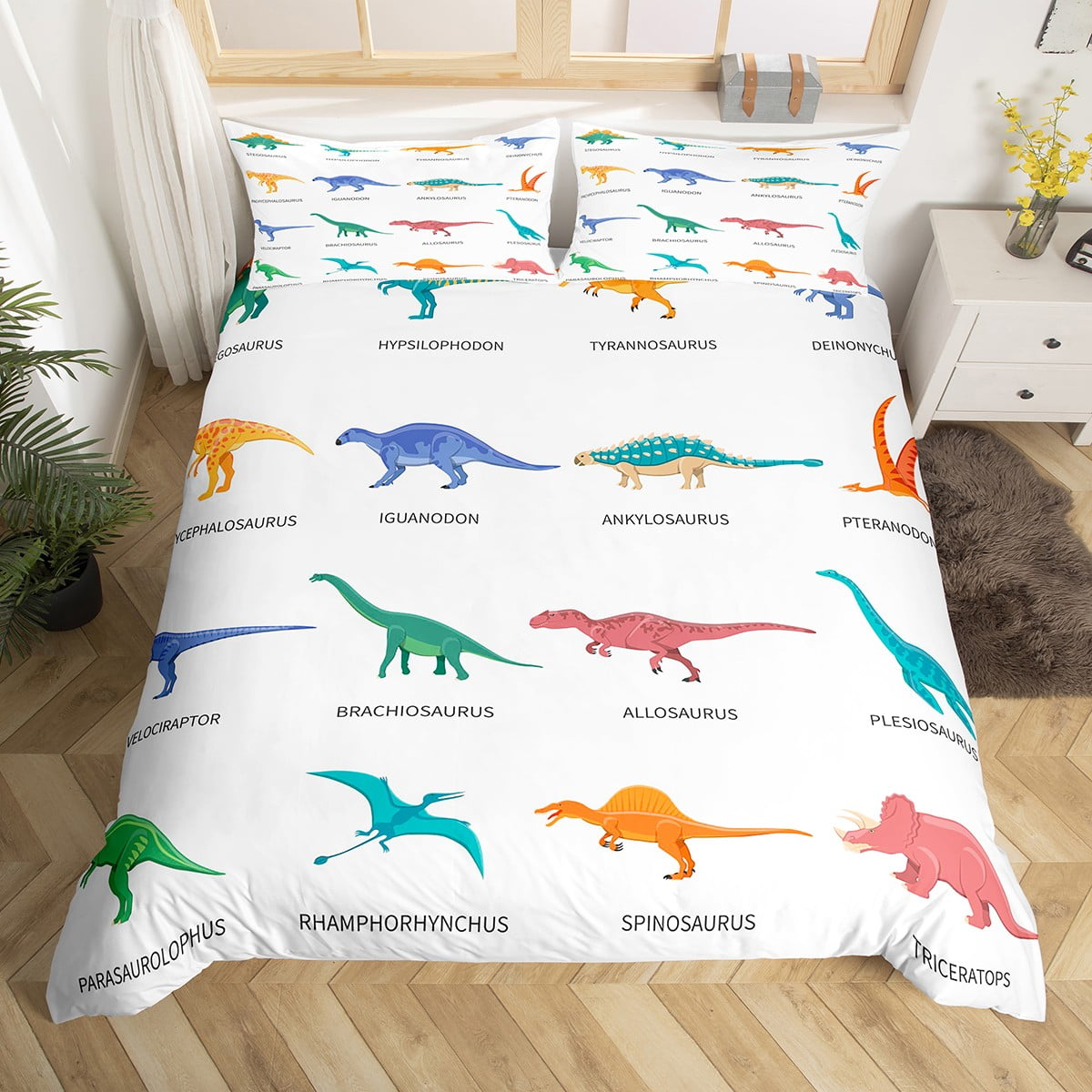 YST Dino Duvet Cover Boys Dinosaur Bedding King,Dinosaur Room Decor for Boys,Set of Ancient ...