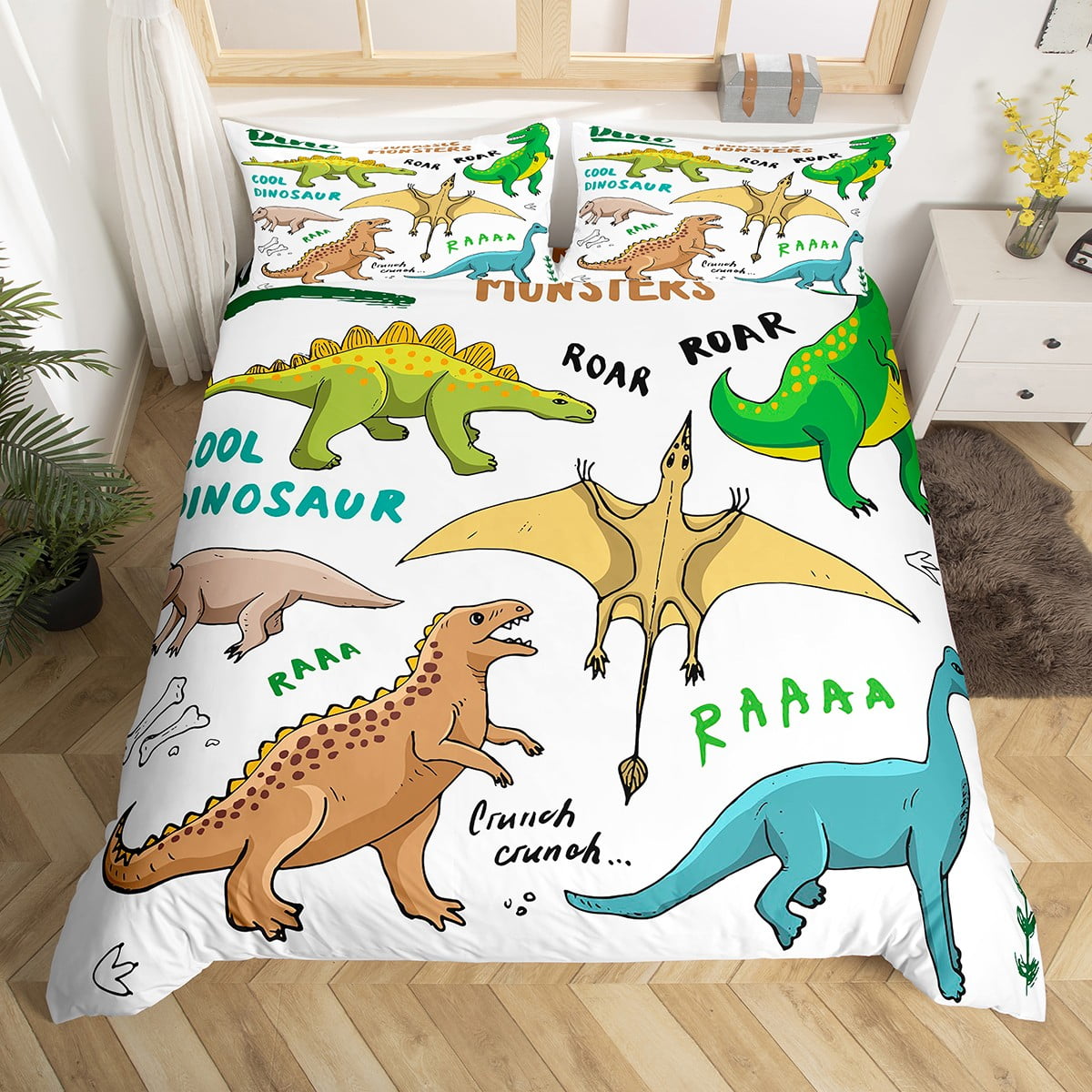 Erosebridal Dino Duvet Cover,Dinosaur Bedding Set Queen,Set of Ancient ...