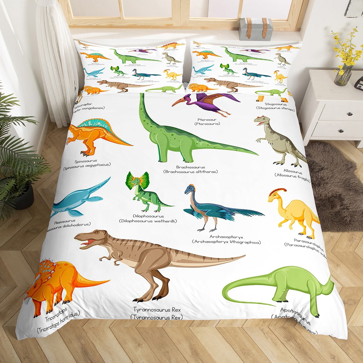 Erosebridal Dino Duvet Cover Queen,Cartoon Dinosaur Bedding Set,Set of ...