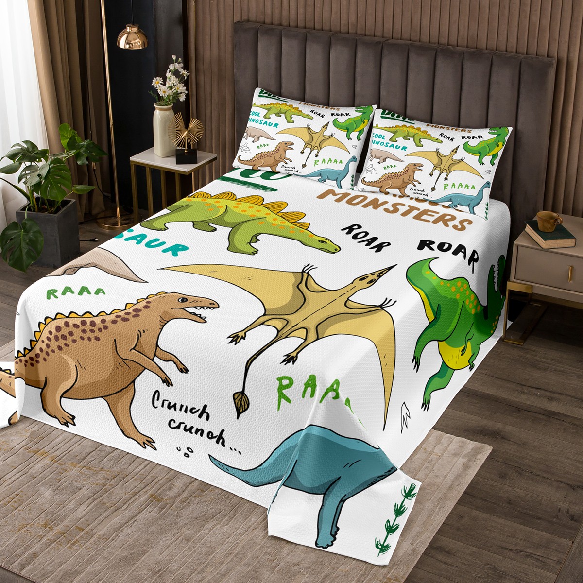 Erosebridal Dino Quilt Set Queen,Dino Coverlet Set,Set of Ancient ...