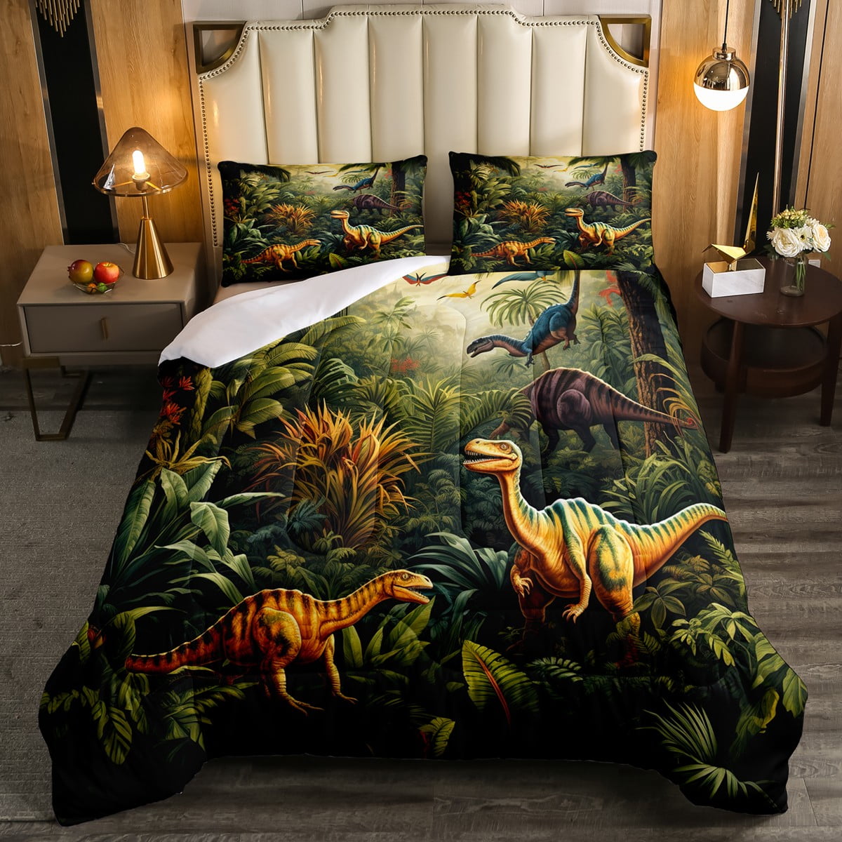 Erosebridal Dinosaur Bedding Comforter Sets Cartoon Dino Bedding Sets, Tropical Wild Animal ...