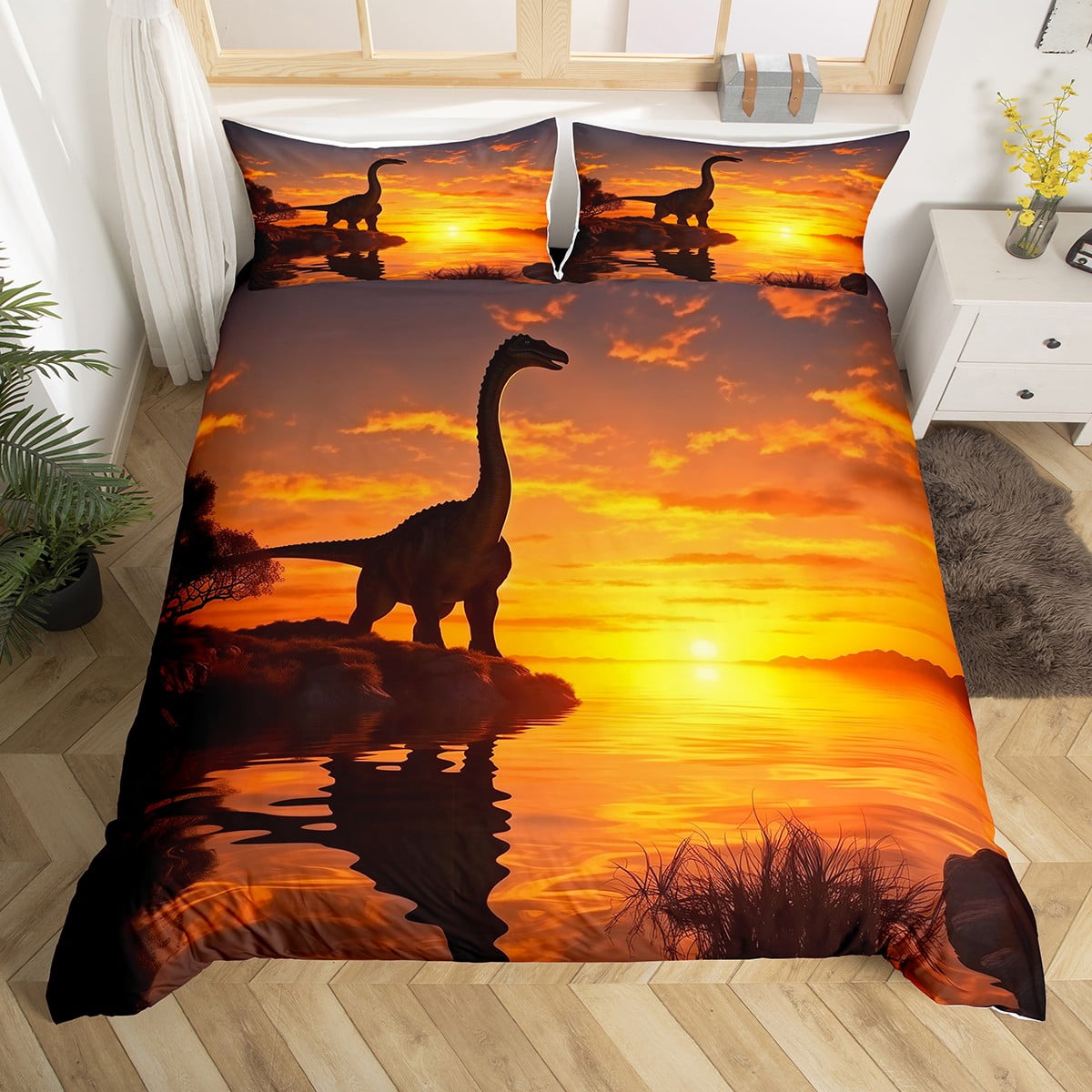 Erosebridal Dinosaur Bedding Set,Jungle Animal Duvet Cover Queen ...