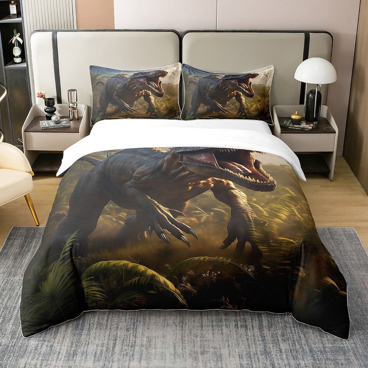 YST Dinosaur Comforter Cover Full for Kids Jungle Animal 100% Natural ...