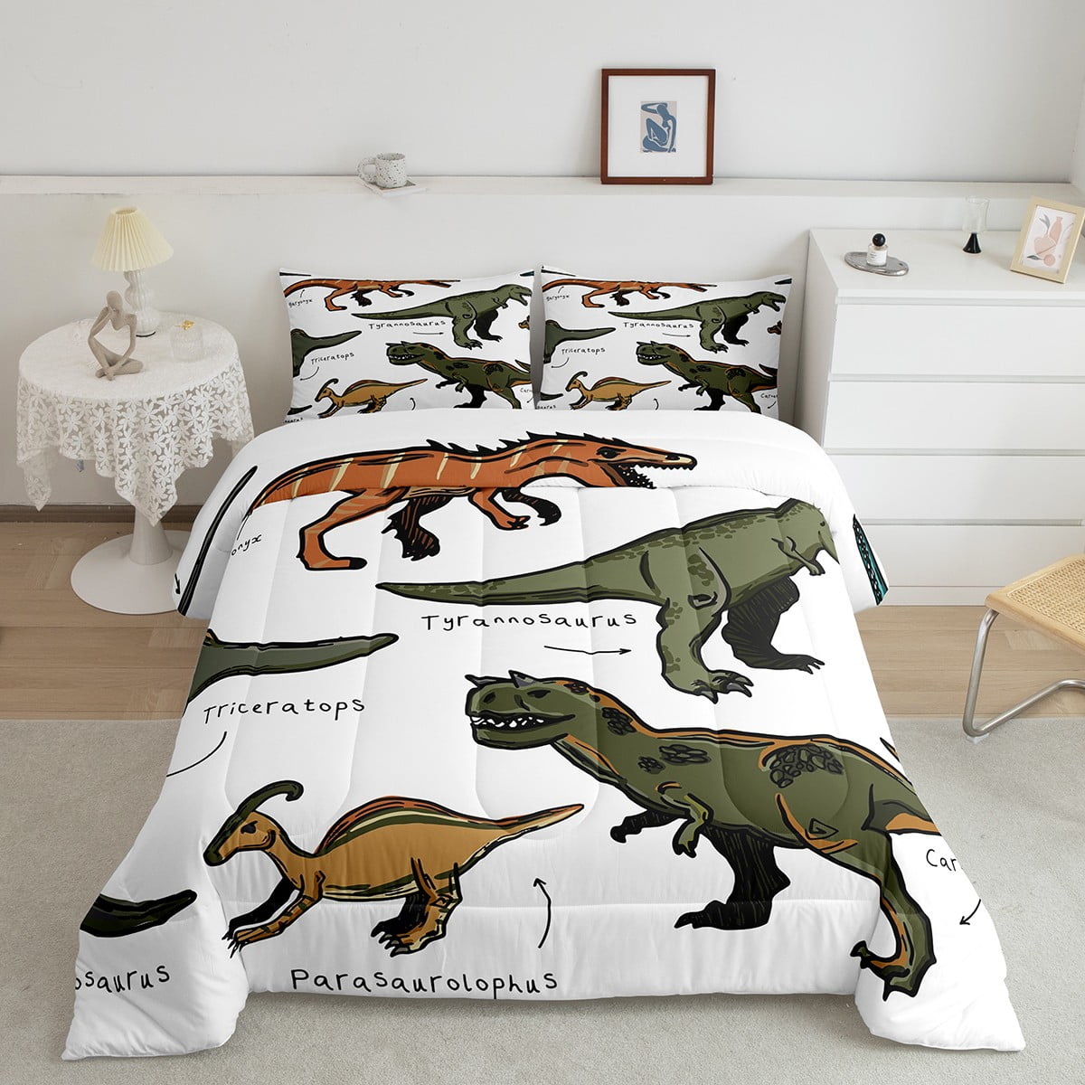YST Dinosaur Comforter Set for Boys,Kids Bedding Sets for Girls King,Set of Ancient Dinosaur ...