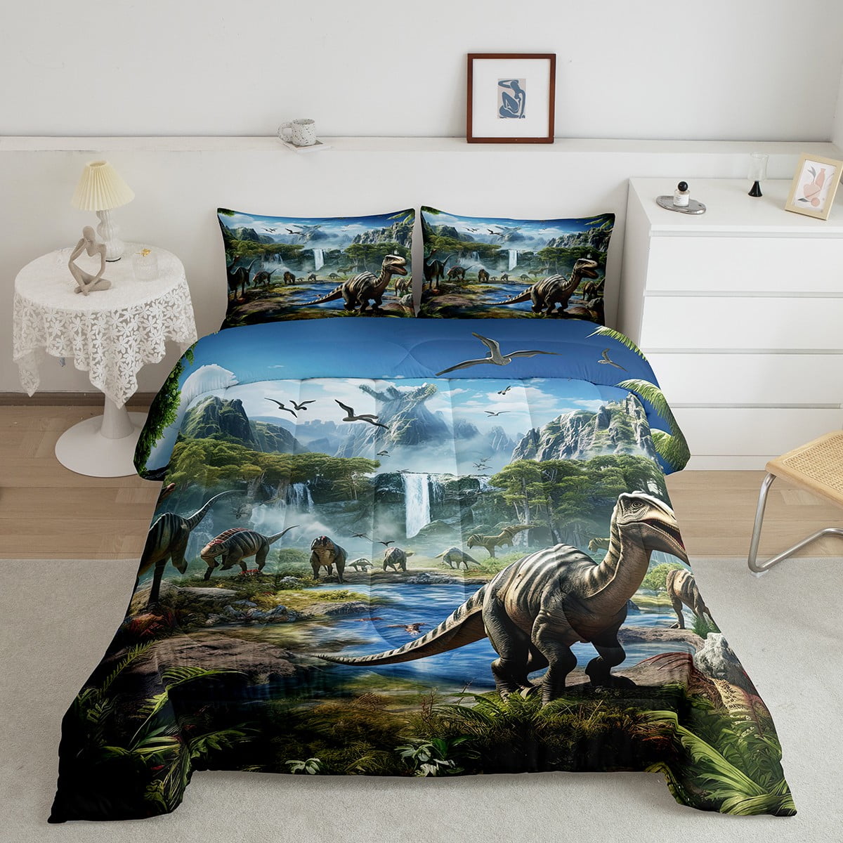 Erosebridal Dinosaur Comforter Set Full Size Dinosaur Bedding Set, Jungle Dino Duvet Insert ...