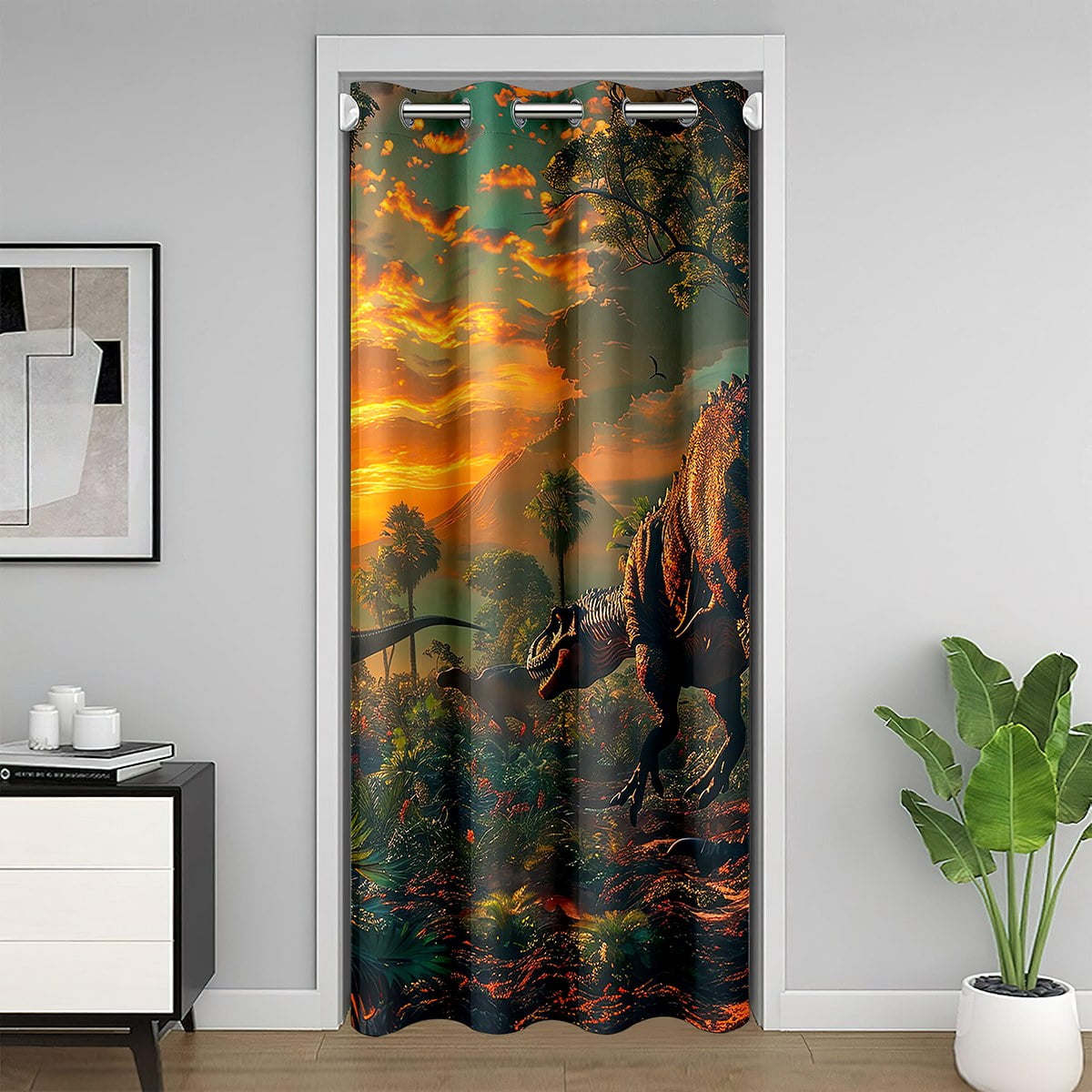 Dinosaur Door Curtain For Doorway Privacy ,3D Dino Print Blackout ...