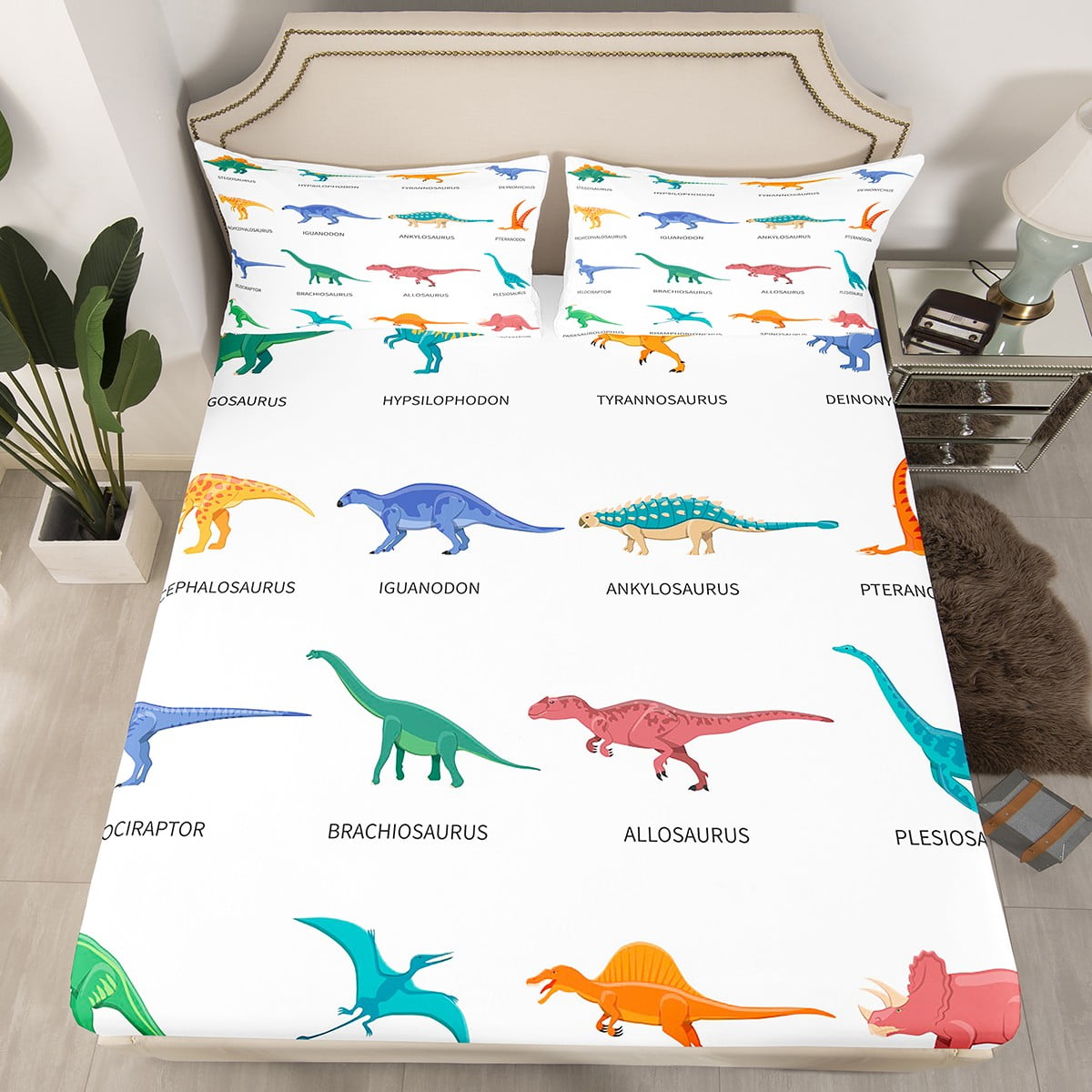 Erosebridal Dinosaur Fitted Sheet,Dino Bed Sheets Twin,Set of Ancient Dinosaur Bed Set,Jungle ...