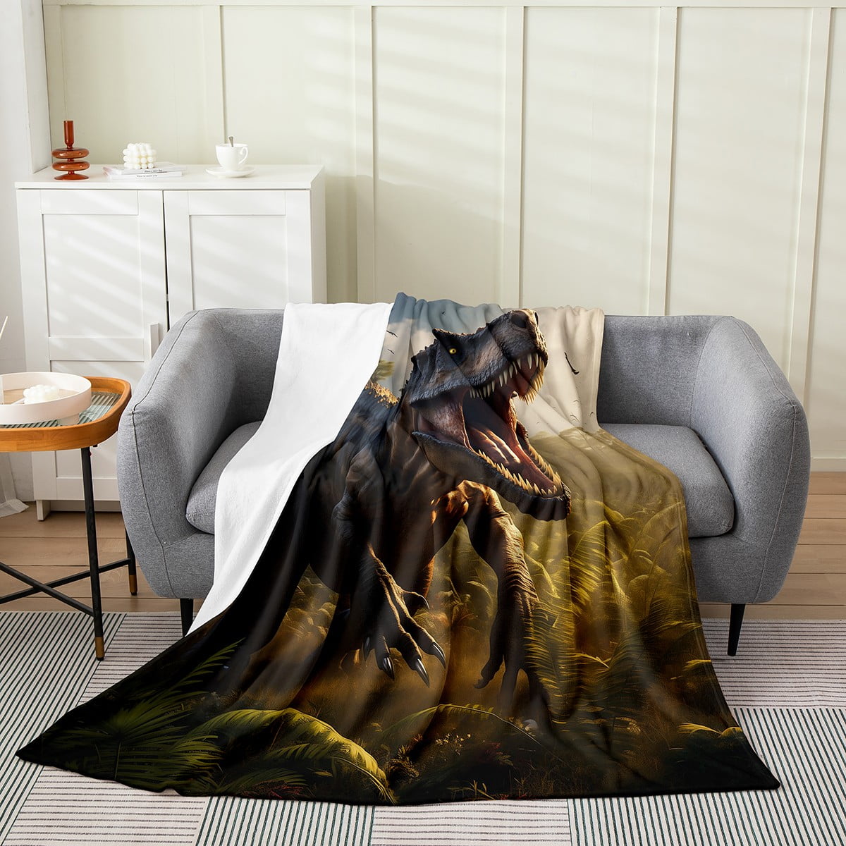 Dinosaur Fleece Blanket 40x50 Inch Jungle Animal Blanket 3D Dinosaur ...