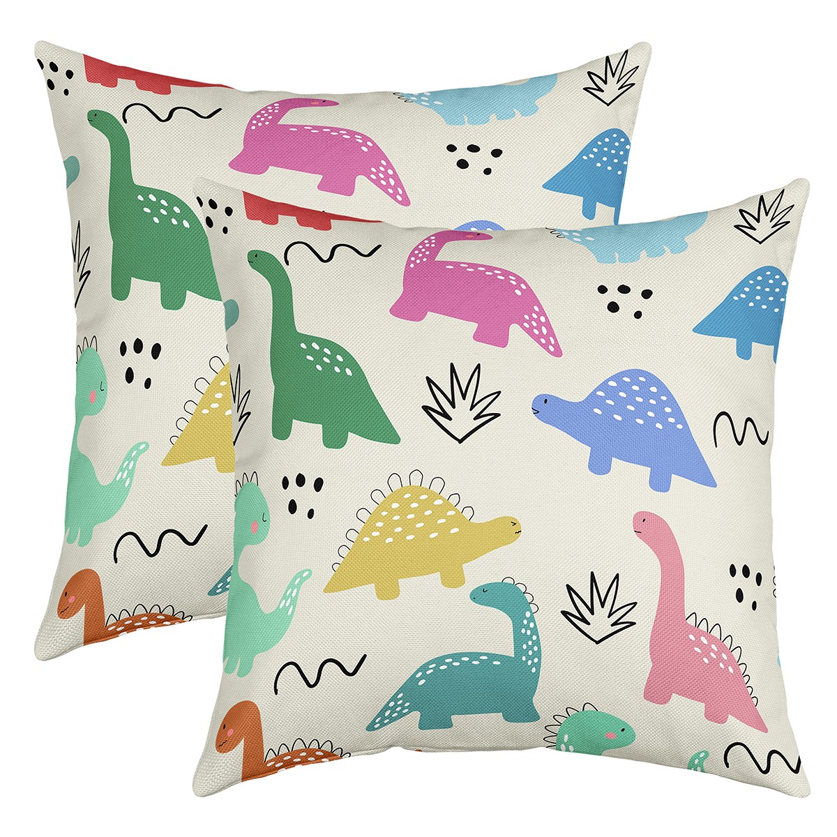 Dinosaur Pillow Covers 20x20 inch set of 2 Cartoon Dinos Throw Pillow Covers ,Cute Pattern ...