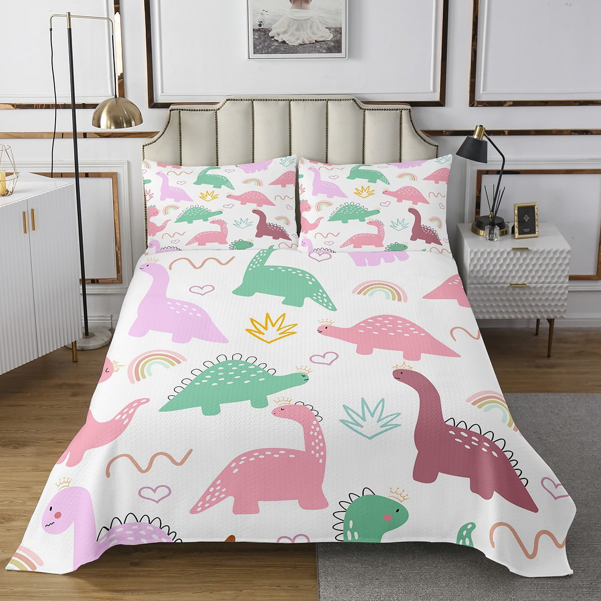 YST Dinosaur Quilt Set Cute Dinosaur Jungle Animals Bedspread Set Kids ...