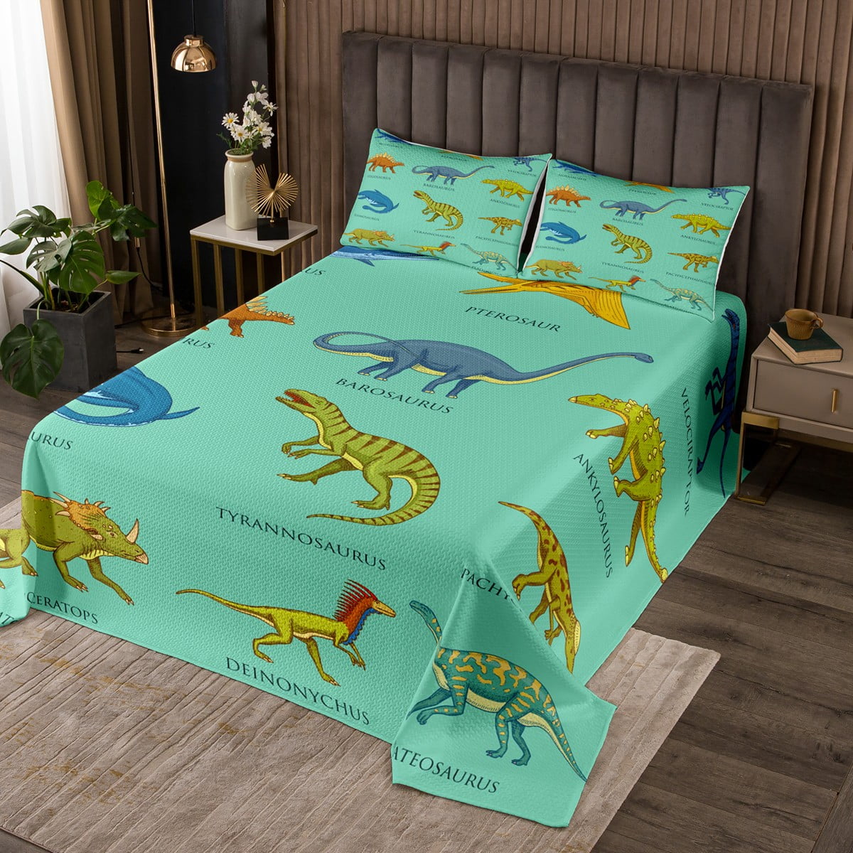 YST Dinosaur Quilt Set Queen Size,Dino Coverlet Set for Kids,Set of ...