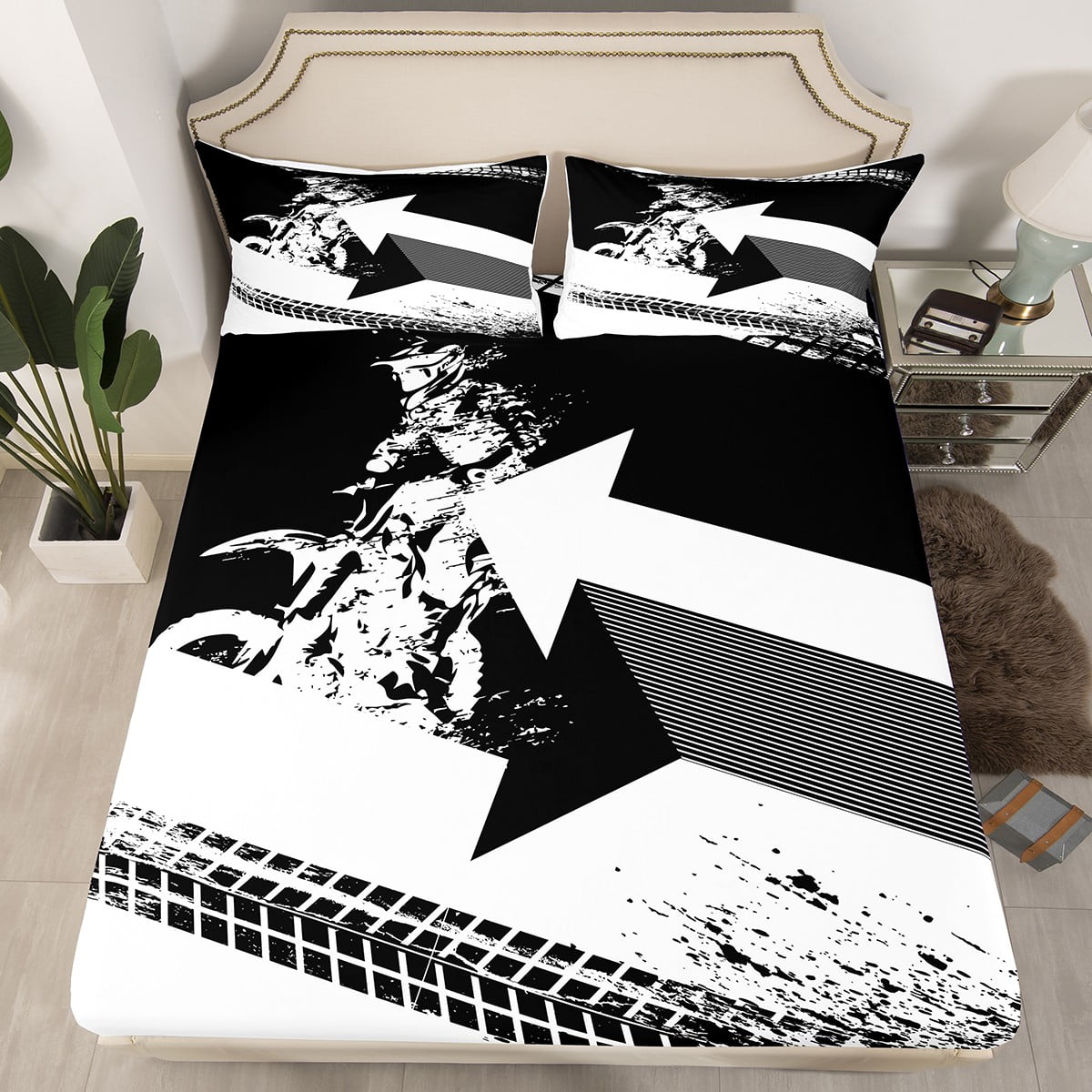 Dirt Bike Bed Set Motorcycle Extreme Sports Fitted Sheet Motocross ...