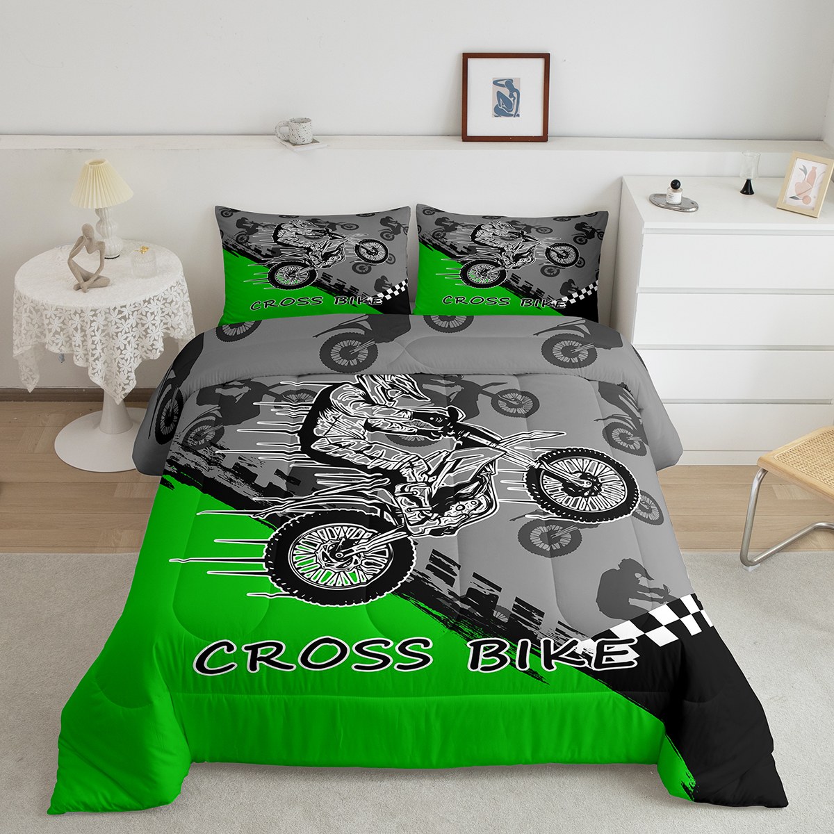 Erosebridal Dirt Bike Bedding Set Motocross Rider Comforter Set Extreme ...