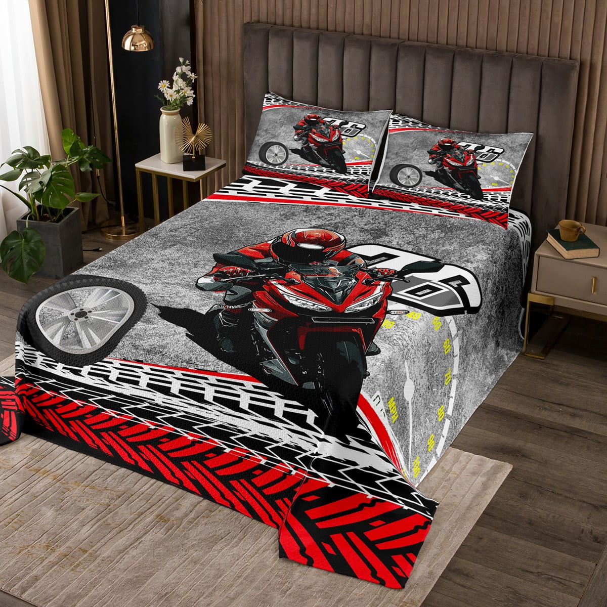 Dirt Bike Coverlet Set Twin ,Motorcycle Extreme Sports Bedspread Set ...