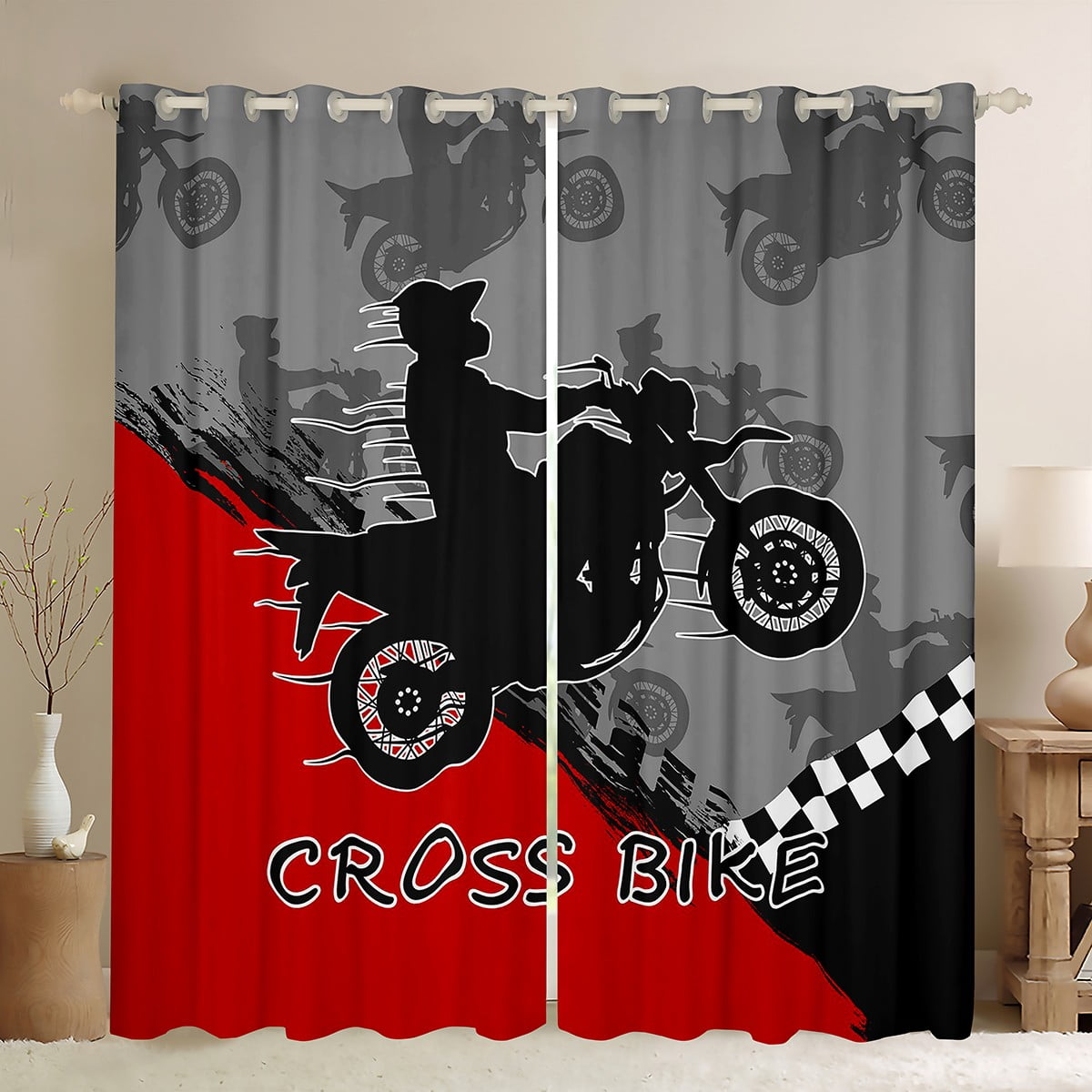 Erosebridal Dirt Bike Curtains for Bedroom, Extreme Sports Blackout ...