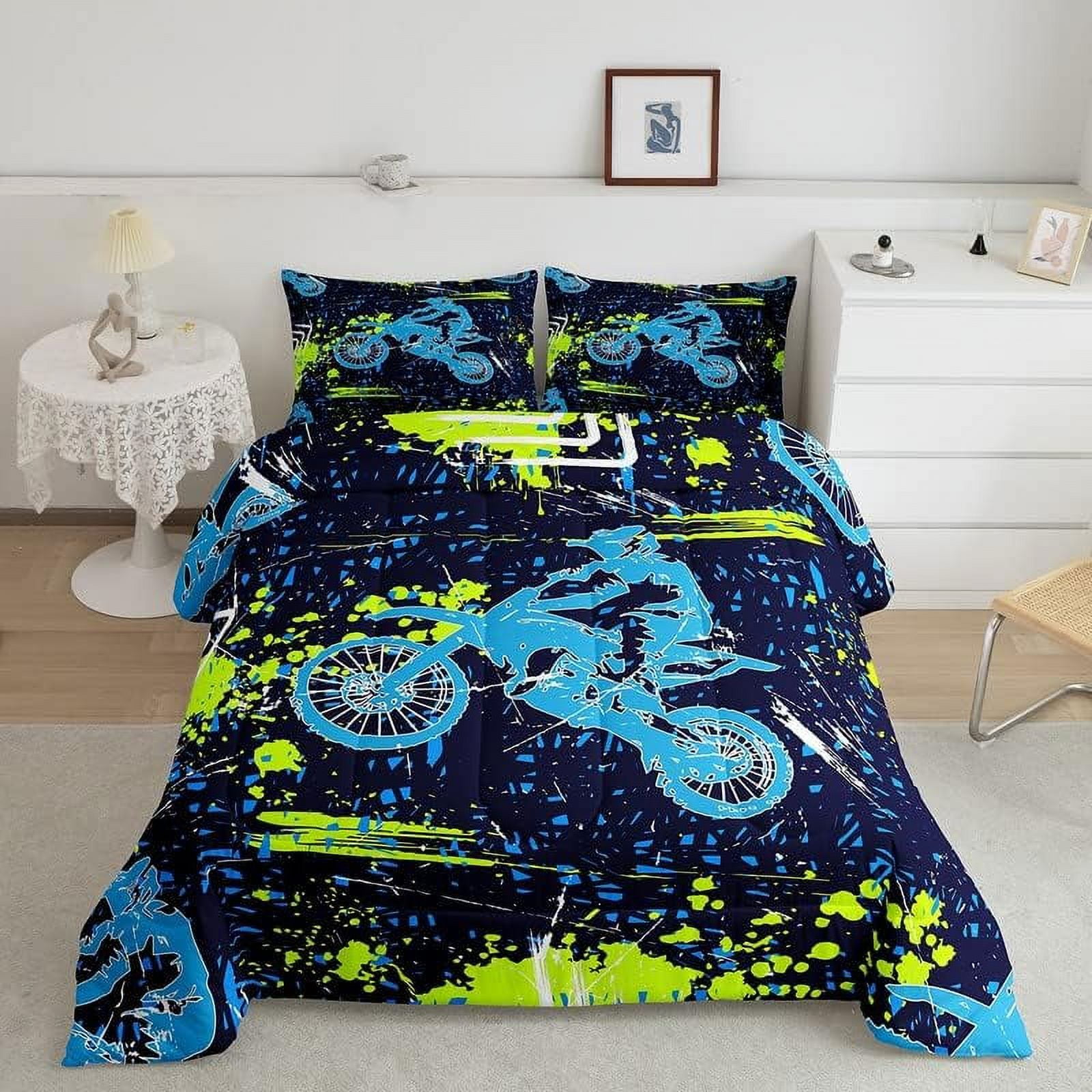 Dirt Bike Comforter Set Extreme Sports Bedding Set Decor Racing ...