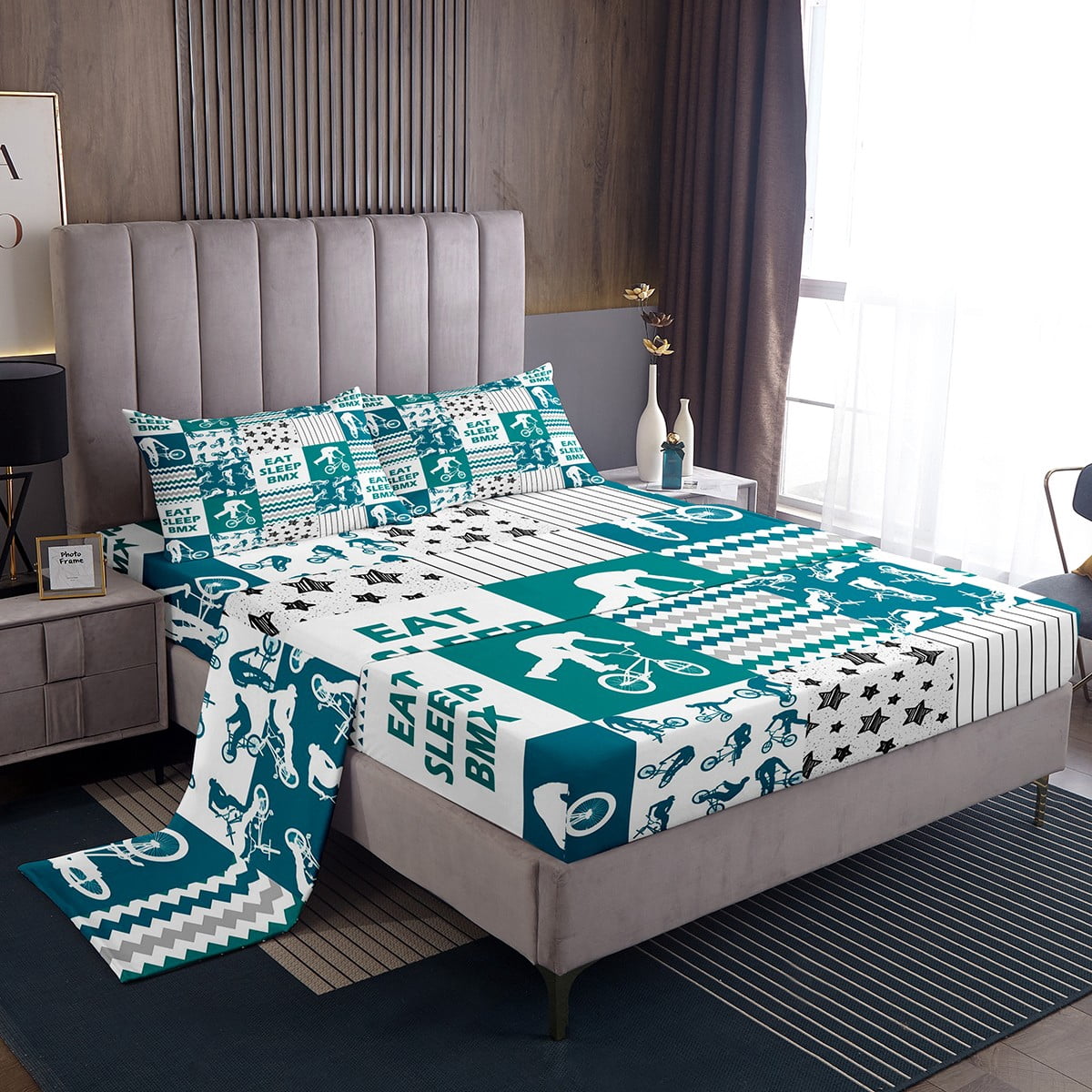YST Dirt Bike Sheet Set Eat Sleep Bmx Theme Sheets for Boys Teenagers ...