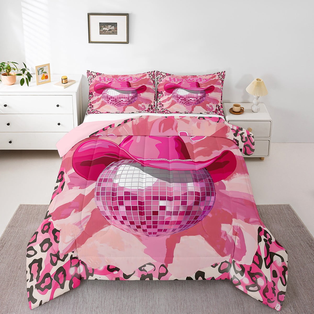 Erosebridal Disco Ball Comforter Set Funky Coquette Pink Mirrorball ...
