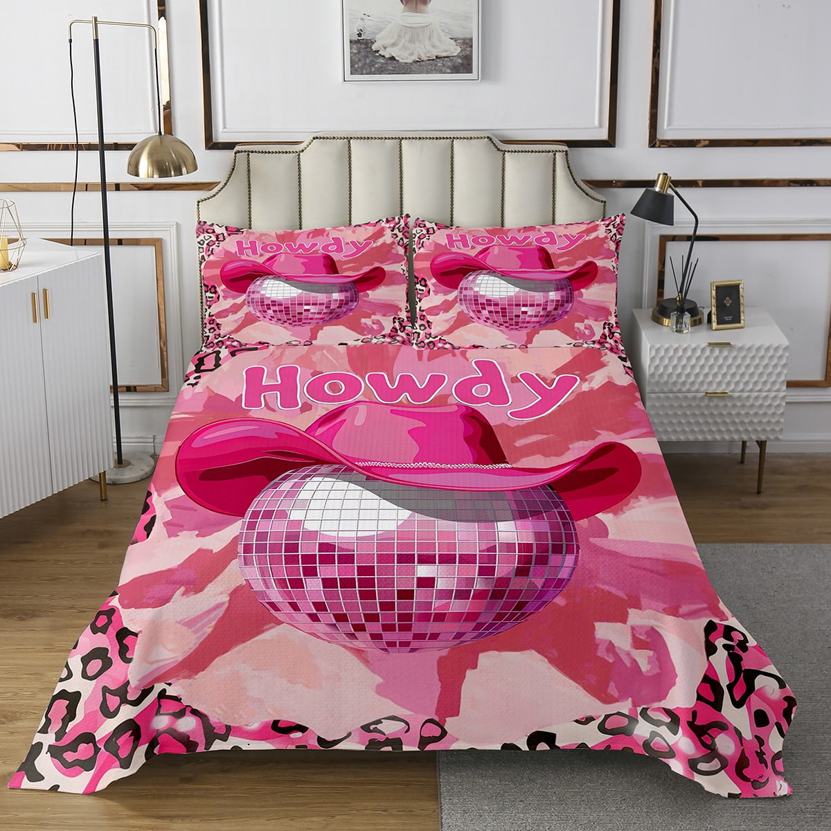 Disco Ball Coverlet Set Funky Coquette Pink Mirrorball Bedspread Set ...