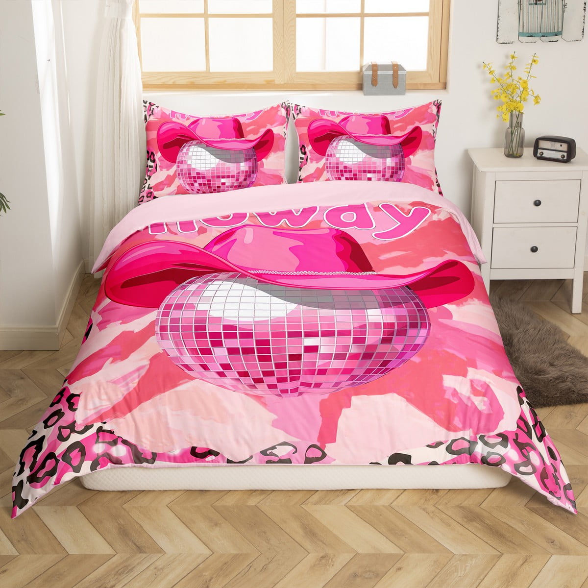 YST Disco Ball Duvet Cover Funky Coquette Pink Mirrorball Bedding Set ...
