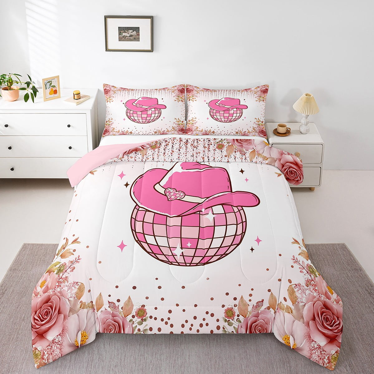 YST Disco Cowgirl Party Decorations Comforter Set Western Bedding Full ...