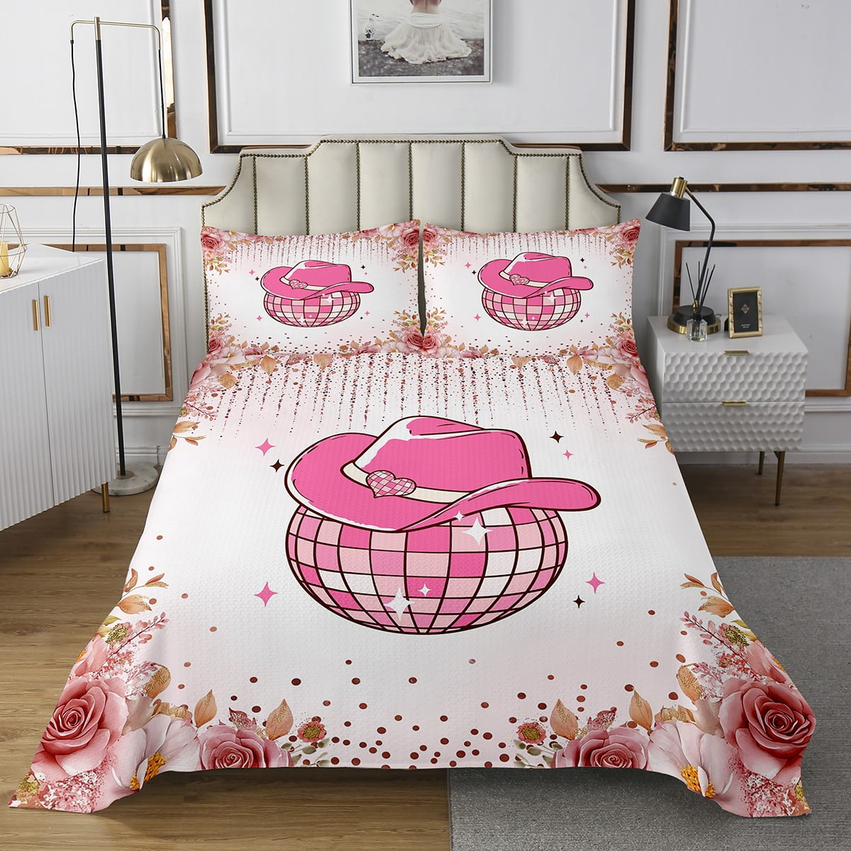 YST Disco Cowgirl Party Decorations Quilt Set Western Bedding Sets ...