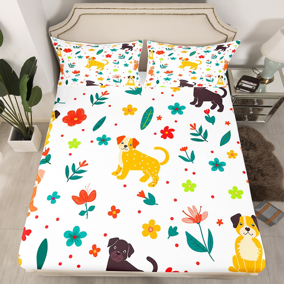 YST Dog Bedding Set Kawaii Animal Bed Sheets For Girls Boys Kids Cute ...