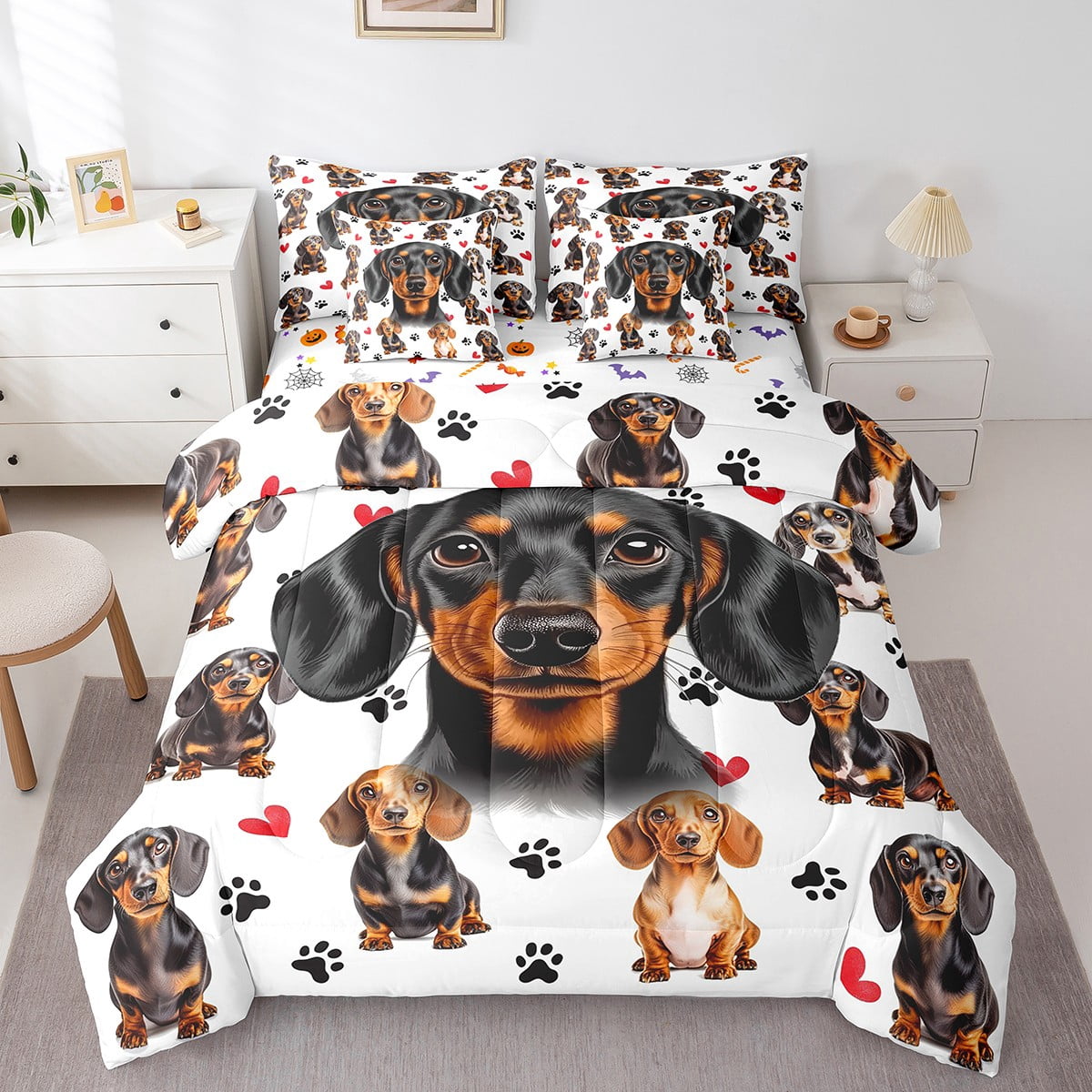 YST Dog Bedding Set Pug Puppy Sheet Set King Size For Kids Teens Cute ...