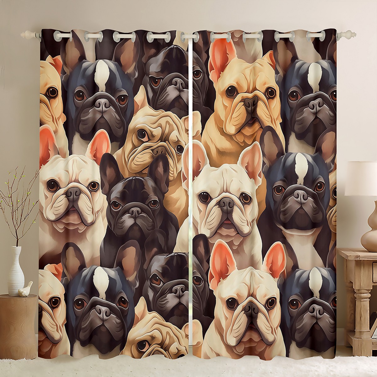 YST Dog Blackout Curtains 38"Wx45"L 2 Panels,Cartoon Puppy Curtains ...