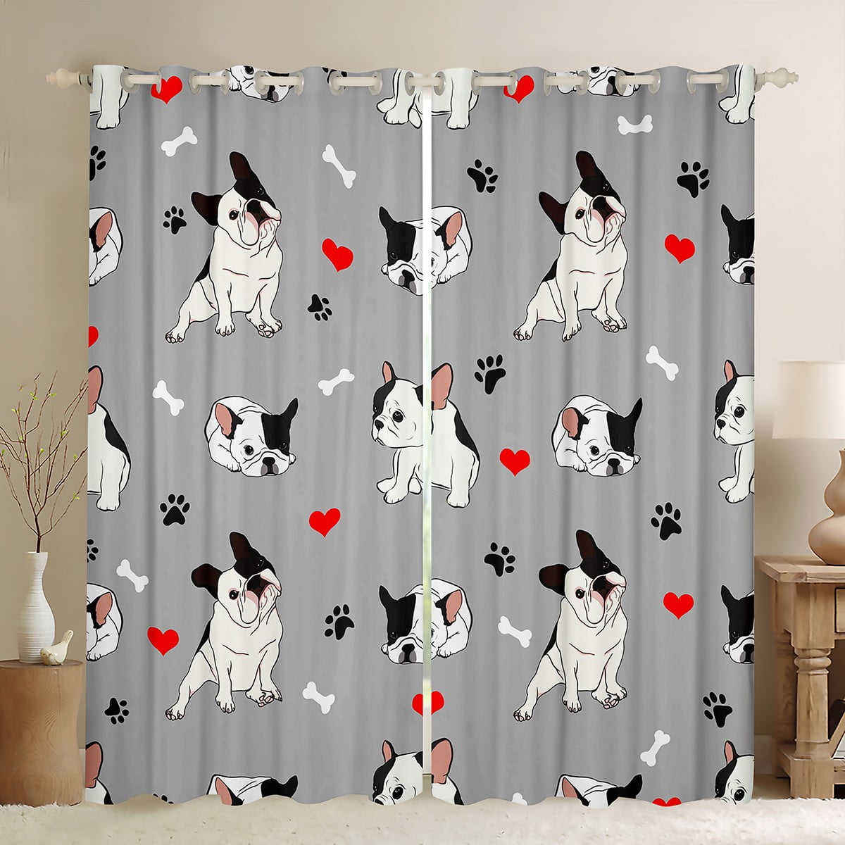 Erosebridal Dog Curtains 42x90 inch,Cute Cartoon Dogs Blackout Curtains ...