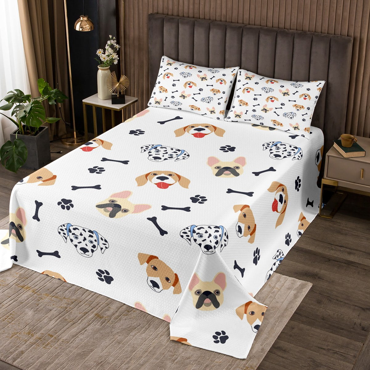 YST Dog Queen Coverlet Set Cartoon Pet Animal Quilt Set for Boys Girls ...