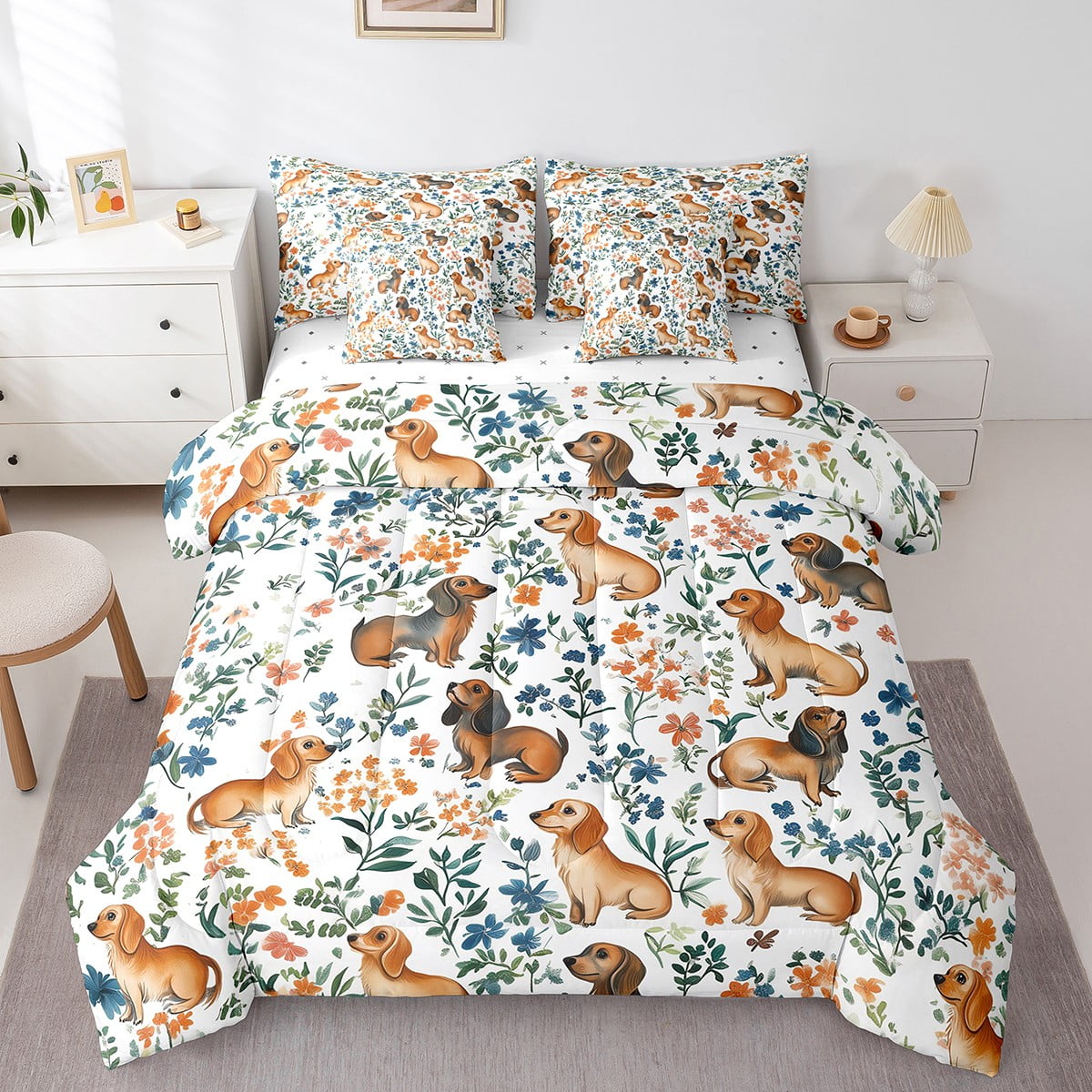 YST Dogs Bedding Set Queen Size Kids Cute Puppy Animals Comforter 7 ...