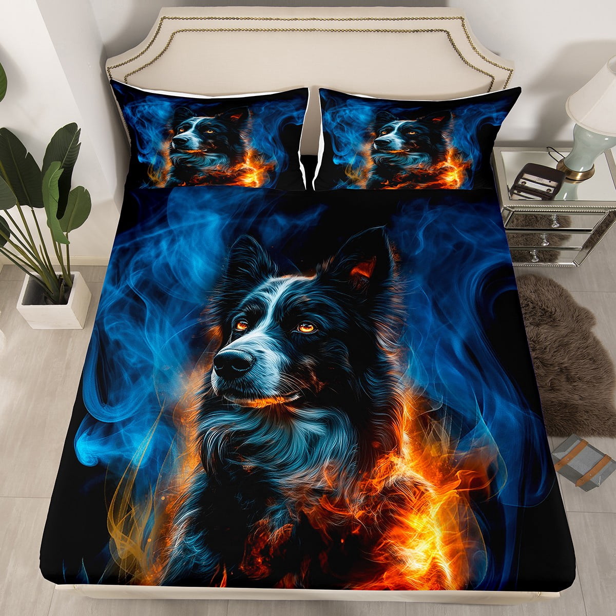 Erosebridal Dogs Fitted Sheet Twin Size, Horror Animals Halloween ...