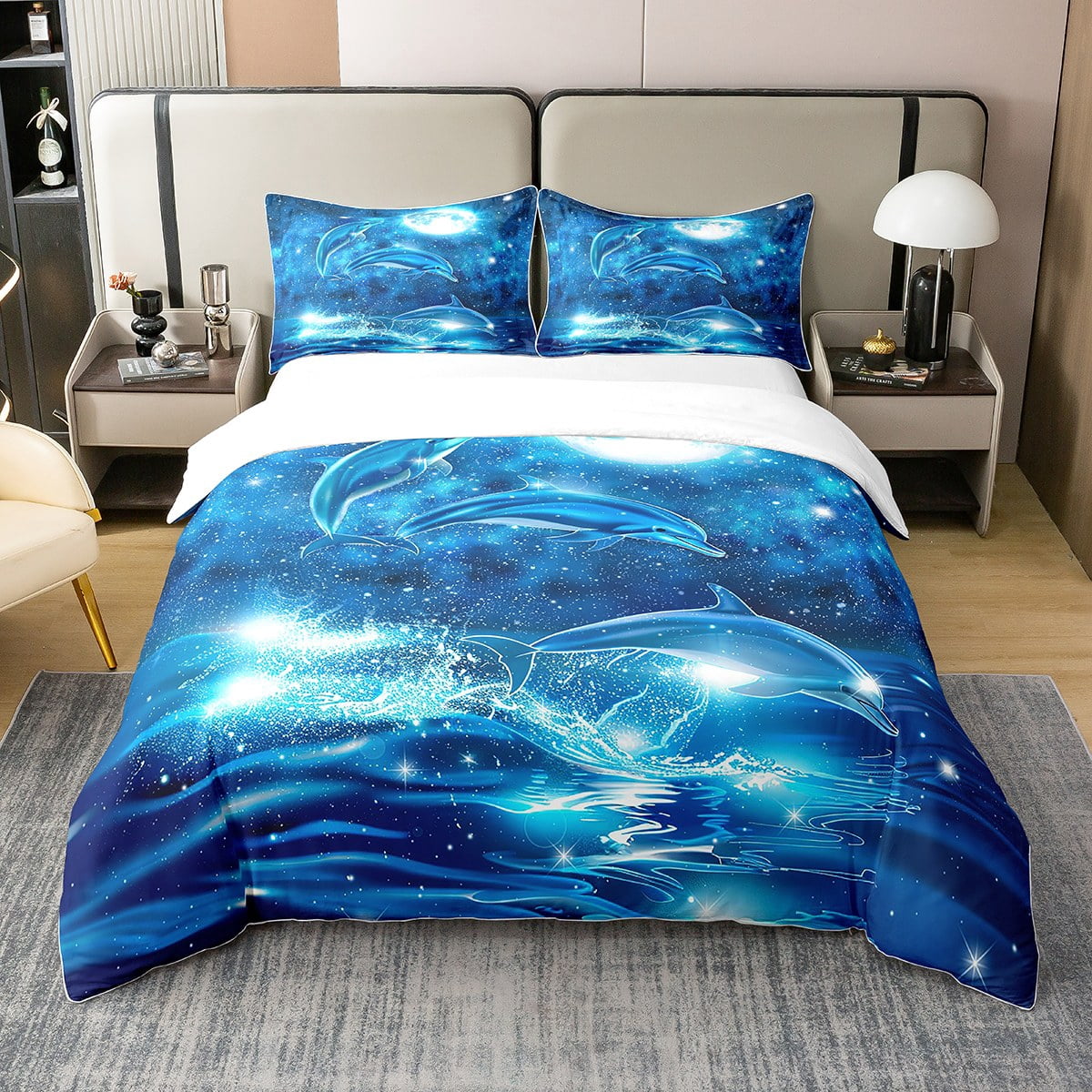 Erosebridal Dolphin 100% Natural Cotton Duvet Cover Queen, Galaxy Full ...
