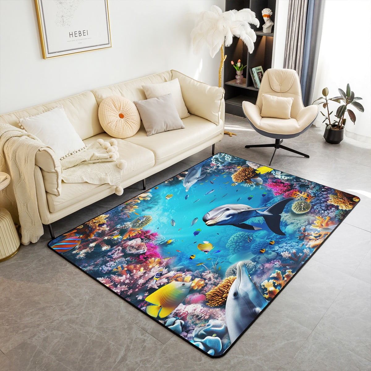 Erosebridal Dolphin Carpet 3D Dolphin Print Non Slip Area Rug Teens ...