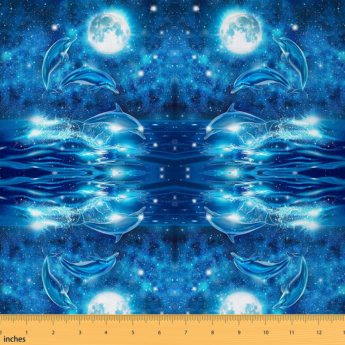 YST Dolphin Fabric By The Yard, Galaxy Full Moon Upholstery Fabric For ...