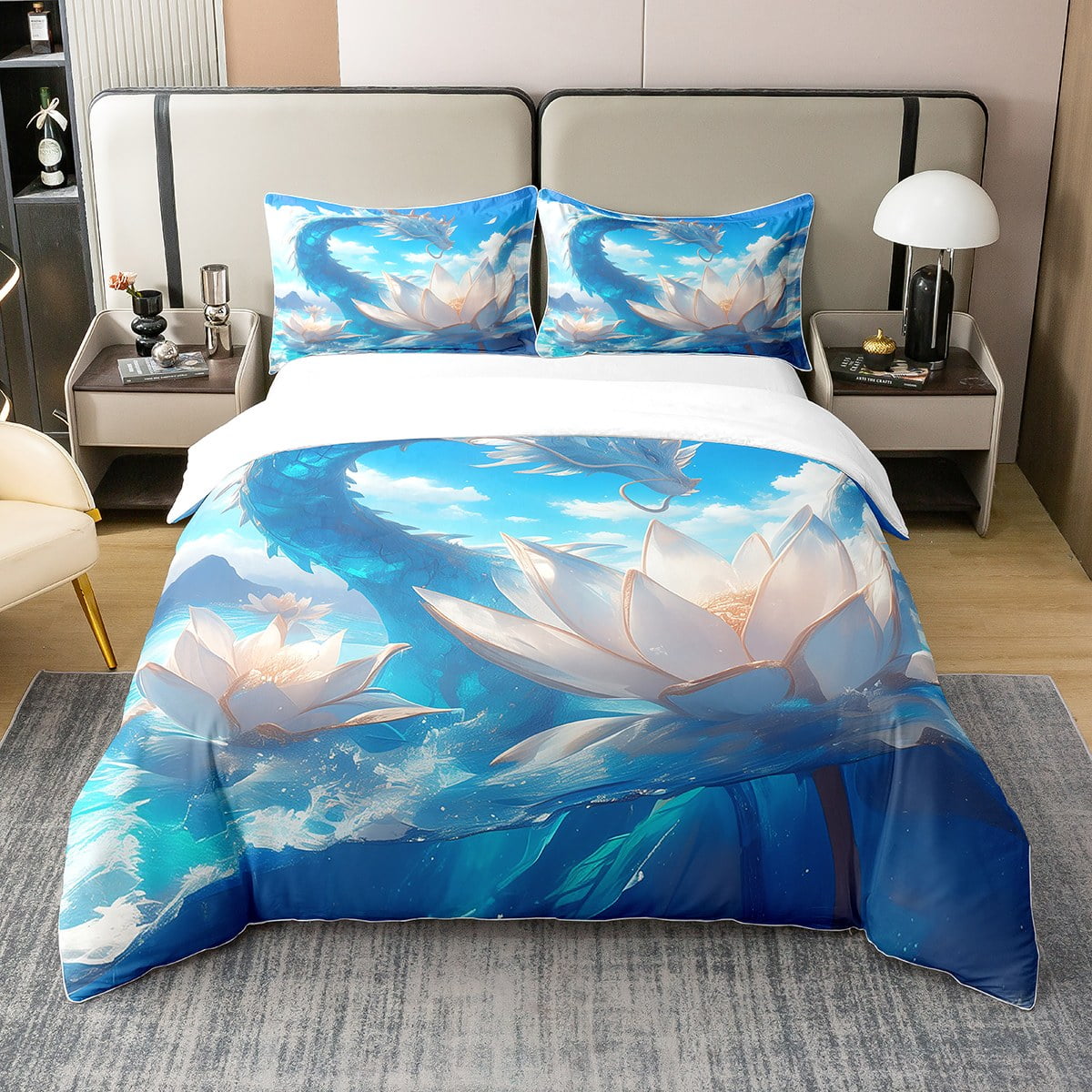 Erosebridal Dragon 100% Natural Cotton Duvet Cover,Vintage Chinese ...