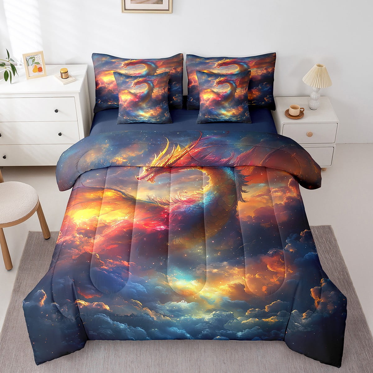 YST Dragon 7 Piece Kids Comforter Set For Boys Girls Full,Fantasy ...