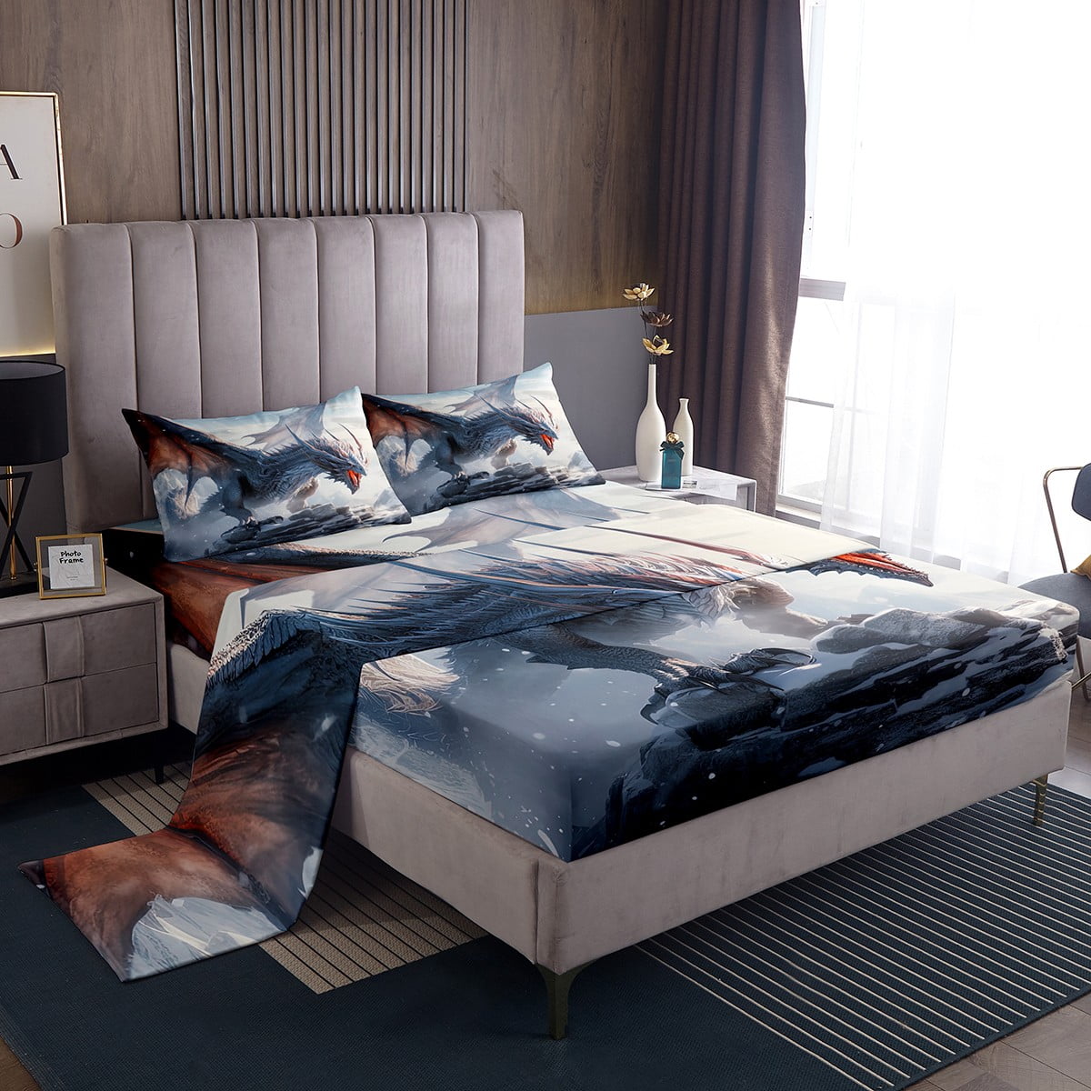 Dragon Bed Sheets King ,Gothic Dragon Sheet Set Hippie Room Decor ...