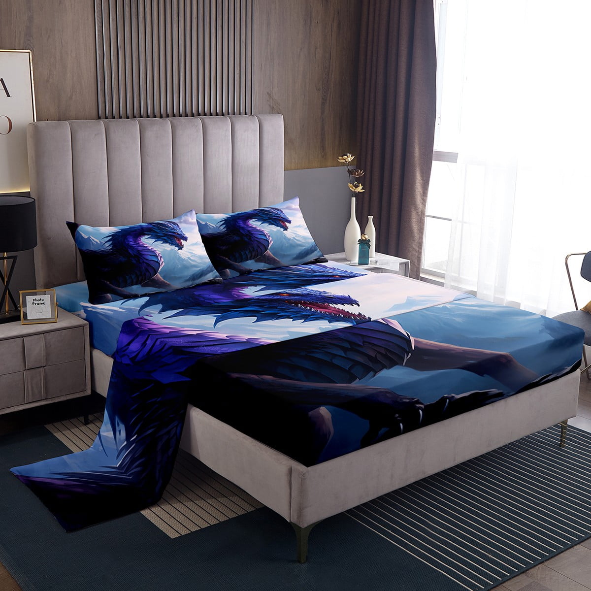 Erosebridal Dragon Bed Sheets Queen,Mysterious Gothic Dragon Sheet Set ...