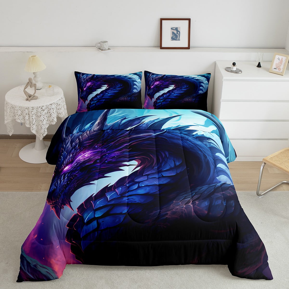 Erosebridal Dragon Bedding Set Queen Size,3D Goth Dragon Comforter Set ...