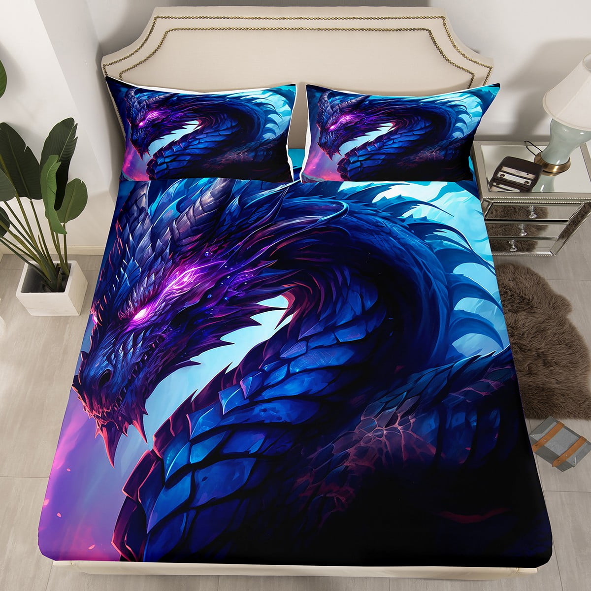 Erosebridal Dragon Bedding Set Queen Size,3D Goth Dragon Fitted Sheet ...