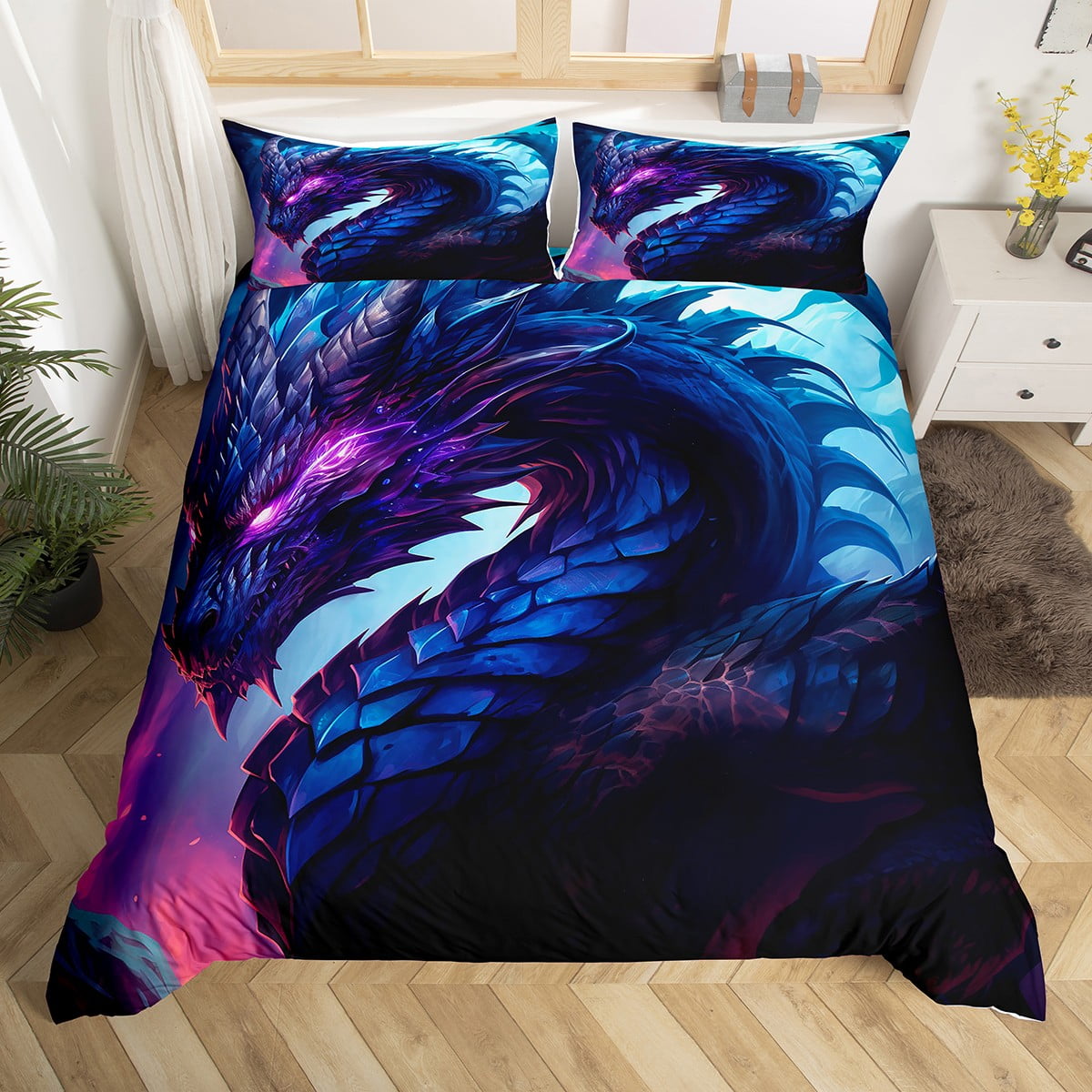 YST Dragon Bedding Set Queen Size for Girls Boys Kids,3D Goth Dragon ...