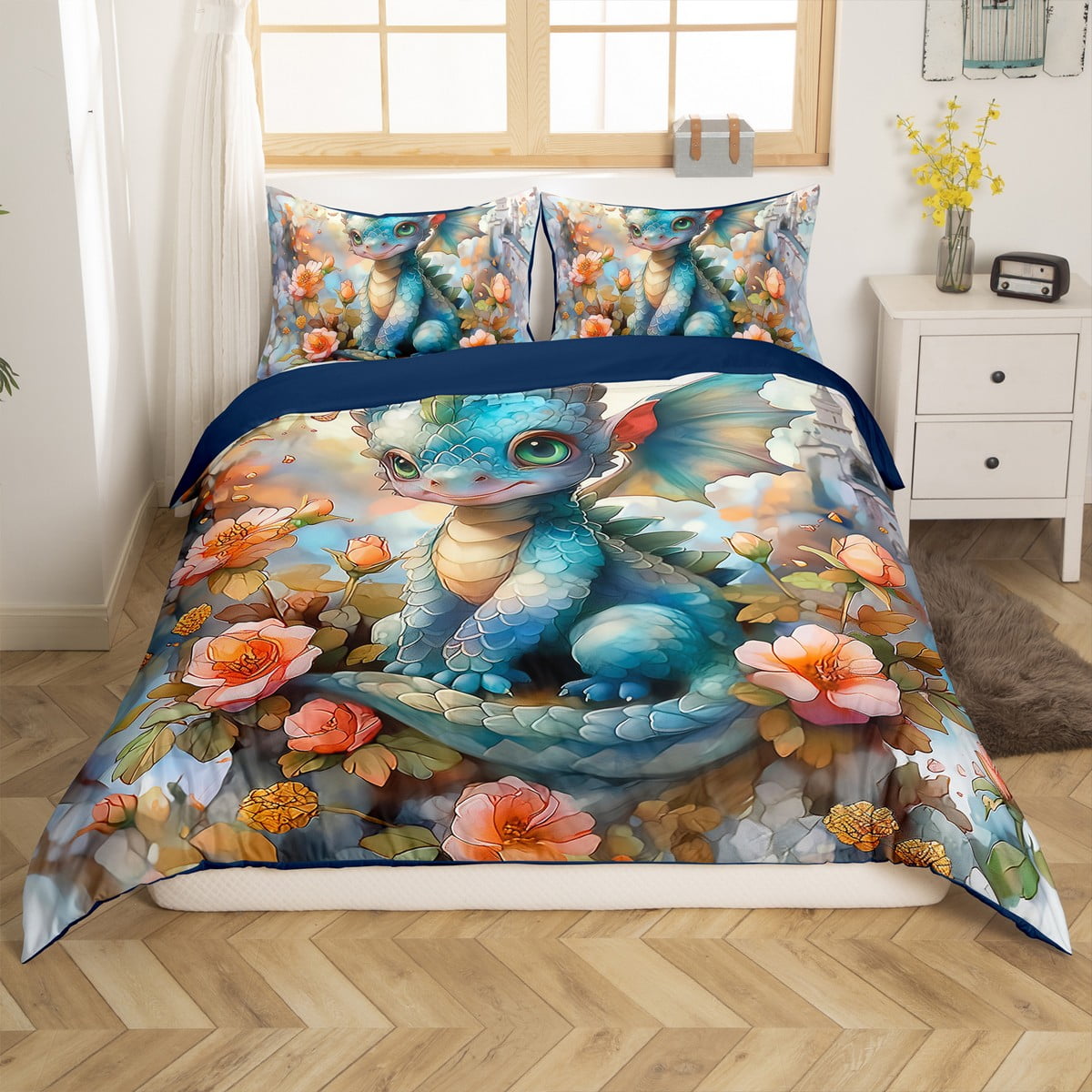 YST Dragon Bedding Set Toddler Size, 3D Animal Theme Duvet Cover Kawaii ...