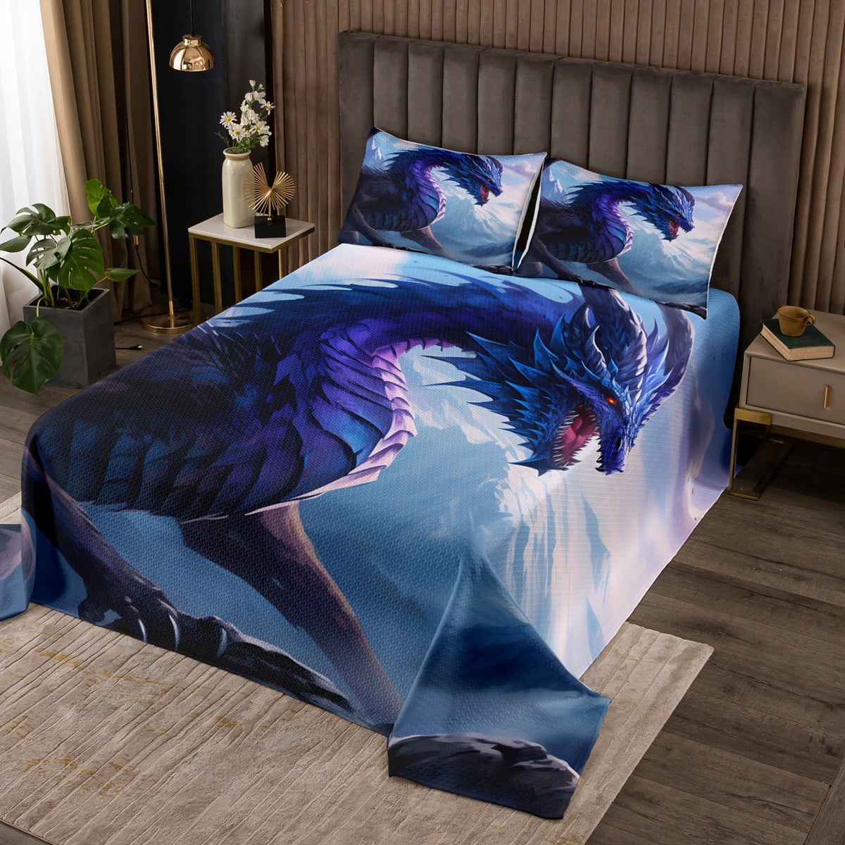 YST Dragon Bedspread Set Twin for Girls Boys Kids,Mysterious Gothic ...