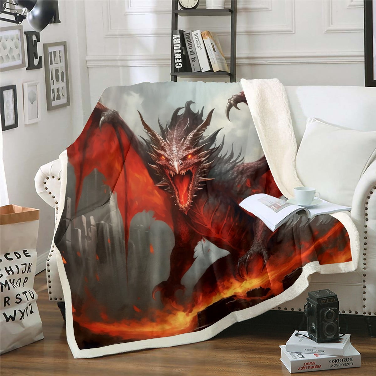 Dragon Blanket ,Fire Print Trippy Throw Blanket Gothic Bedroom Decor ...