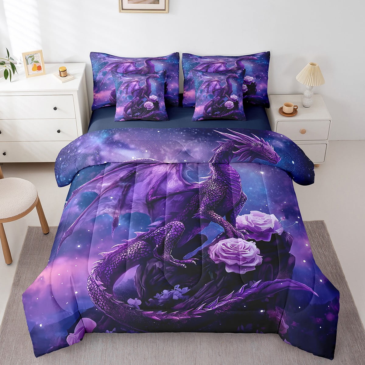 YST Dragon Comforter Set - 7 Pieces Mysterious Galaxy Bedding Sets Twin ...