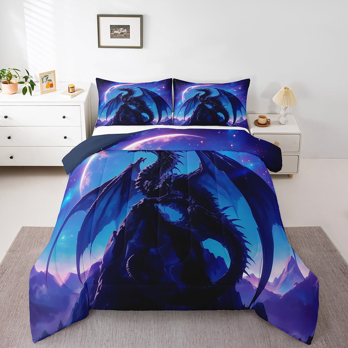 YST Dragon Comforter Set For Kids, Starry Sky Galaxy Bedding Set ...