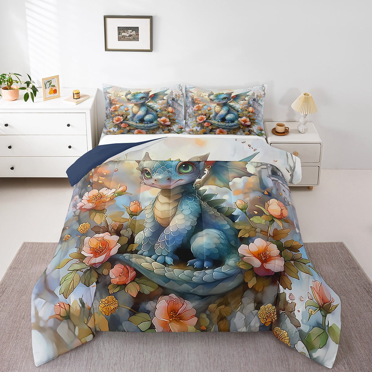 YST Dragon Comforter Set Queen Size, 3D Animal Theme Bedding Set Kawaii ...